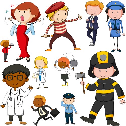 Men and women doing different jobs Royalty Free Vector Image