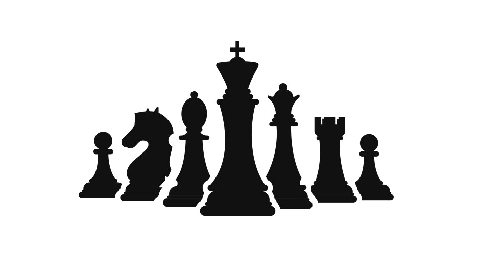 Chess pieces silhouettes chess Royalty Free Vector Image