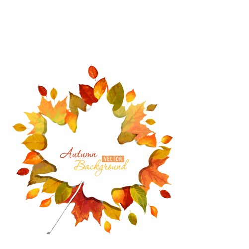 Autumn leaves outline drawing with watercolor Vector Image