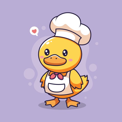 Duck chef cartoon character Royalty Free Vector Image
