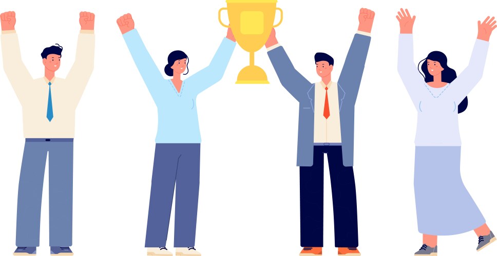 Cartoon employee team office workers group happy Vector Image