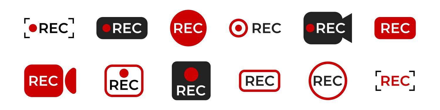 Record video with rec live recording Royalty Free Vector