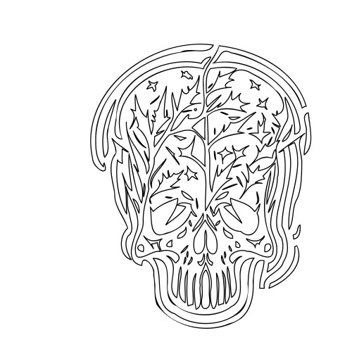 Day of the dead skull outline sketch Royalty Free Vector