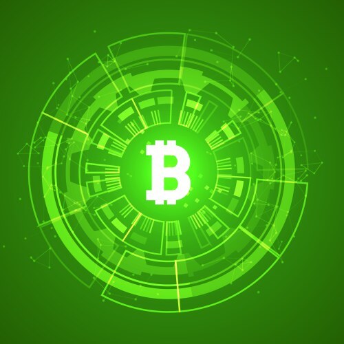 Crypto currency bitcoin in trendy green colors Vector Image