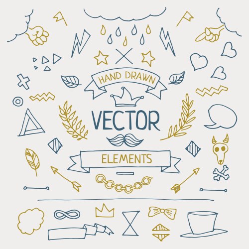 Hand drawn vintage elements collection Royalty Free Vector
