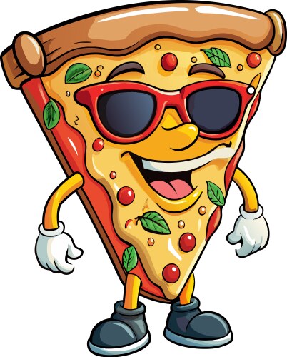 Cool pizza cartoon character clipart Royalty Free Vector