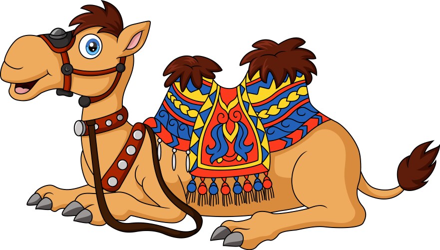 Cartoon Camel with Saddlery – Royalty-Free Vector | VectorStock