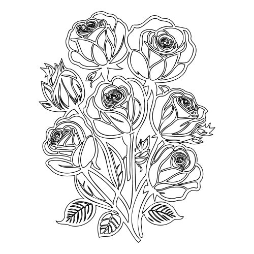 Roses flower outline sketch Royalty Free Vector Image