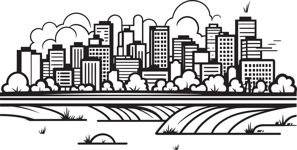 Metropolitan landscape view black logo design Vector Image