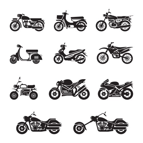 Motorcycle icons set Royalty Free Vector Image
