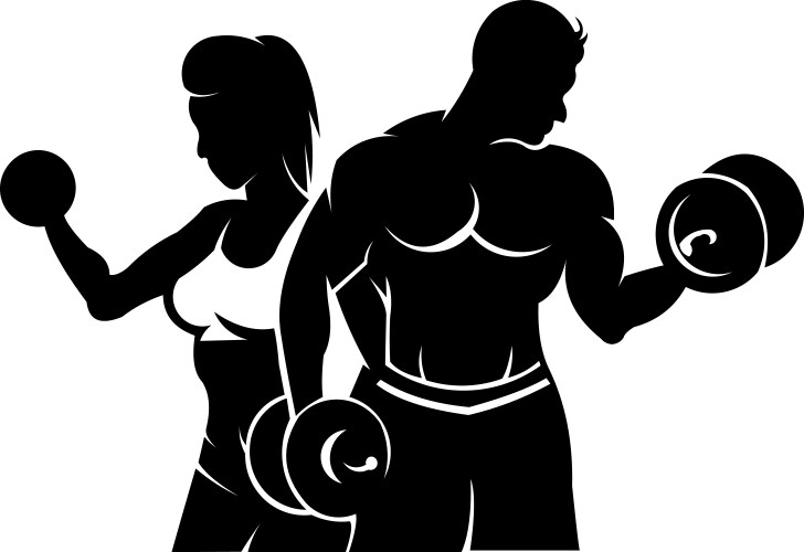 Man and woman fitness silhouette logo icon Vector Image