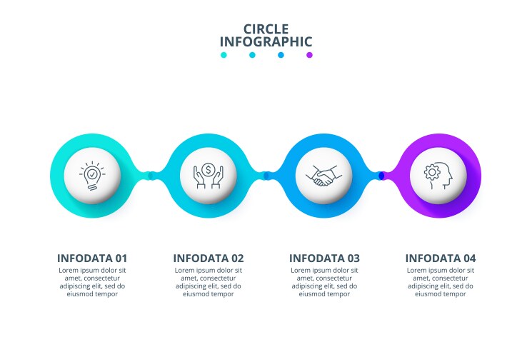 Infographic template 4 connected circles Vector Image