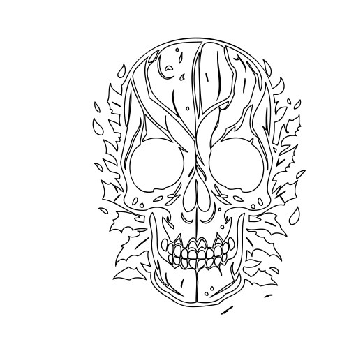 Skull halloween scary outline sketch Royalty Free Vector