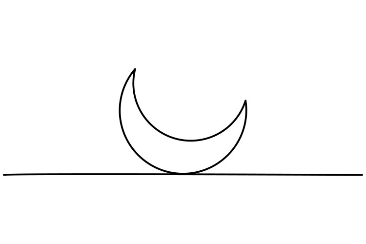Moon continuous one line drawing Royalty Free Vector Image