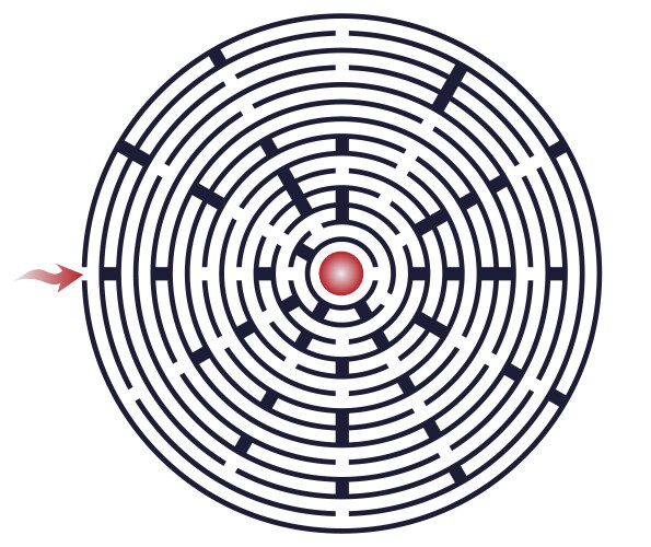 Labyrinth circle shape Royalty Free Vector Image