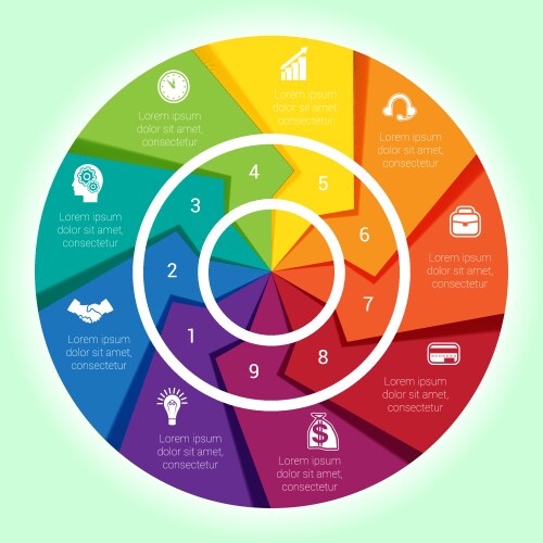Circle infographic 9 options Royalty Free Vector Image