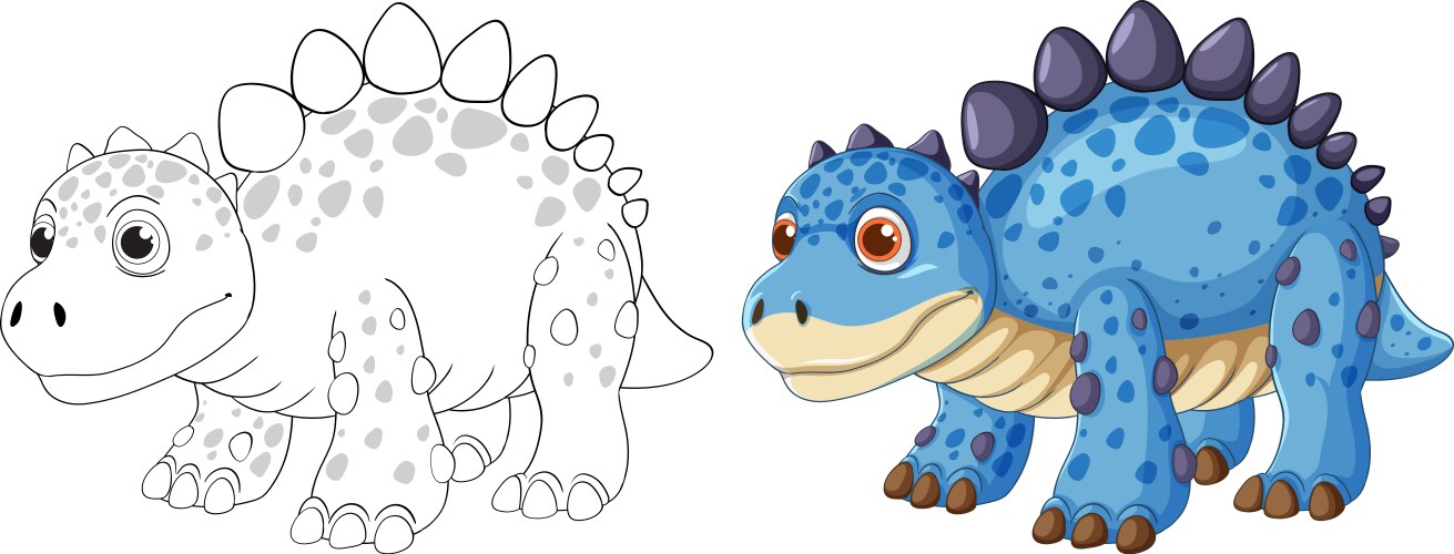 Adorable blue dinosaur with spikes and spots Vector Image