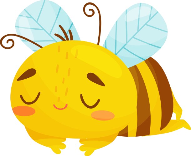 Little bee cartoon sleeping on the big flower Vector Image