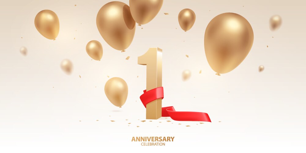1st year anniversary background Royalty Free Vector Image