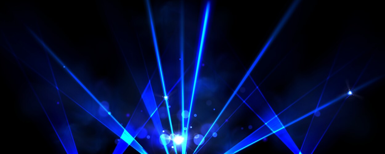 Blue laser show light beam effect for disco party Vector Image