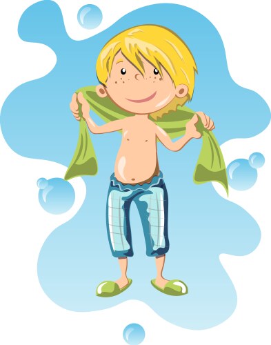 Cartoon little boy taking a bath Royalty Free Vector Image