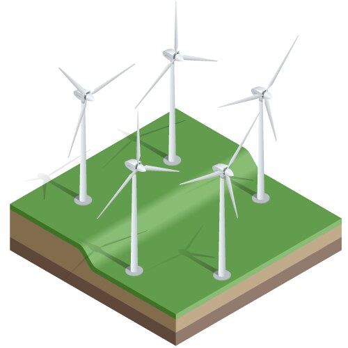 Isometric offshore wind farm Royalty Free Vector Image