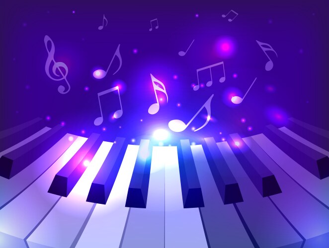 Rainbow colored piano keys musical notes and w Vector Image