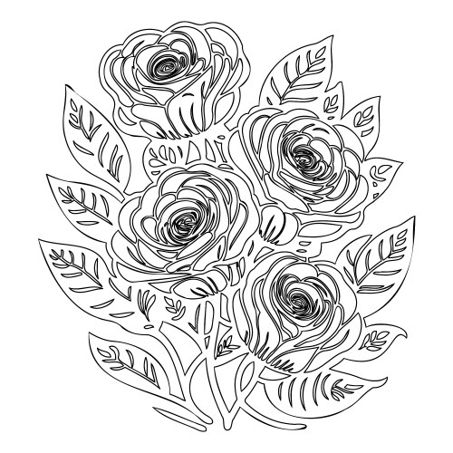Roses flower outline sketch Royalty Free Vector Image