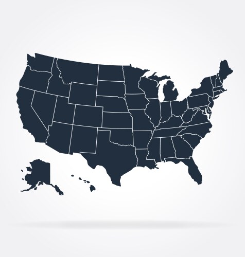 Grey map the usa Royalty Free Vector Image - VectorStock