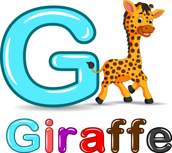 Animals alphabet g is for giraffe Royalty Free Vector Image