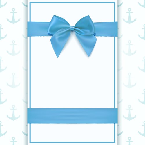 Blank gift card template with blue bow and ribbon Vector Image