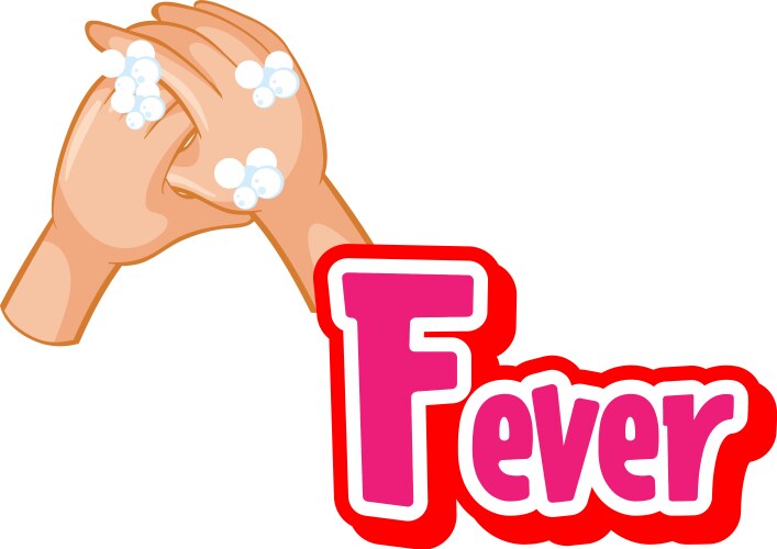 Fever font design with hand holding Royalty Free Vector