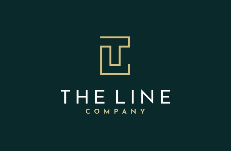 Letter tl lt rectangle line connection log Vector Image