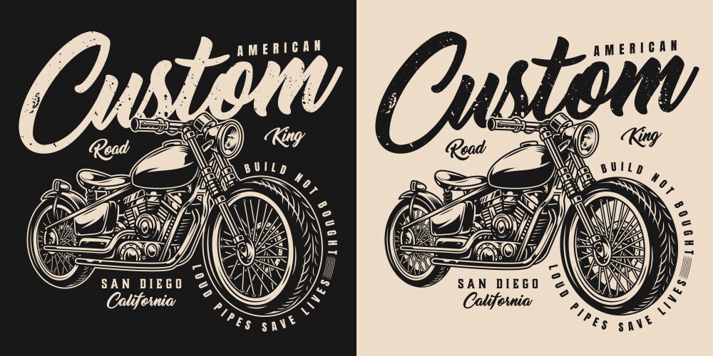 Vintage custom motorcycle logo Royalty Free Vector Image