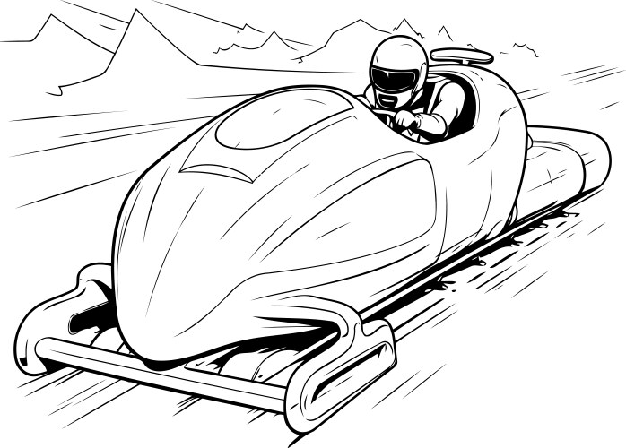 Bobsled vintage style hand drawn sketch Royalty Free Vector