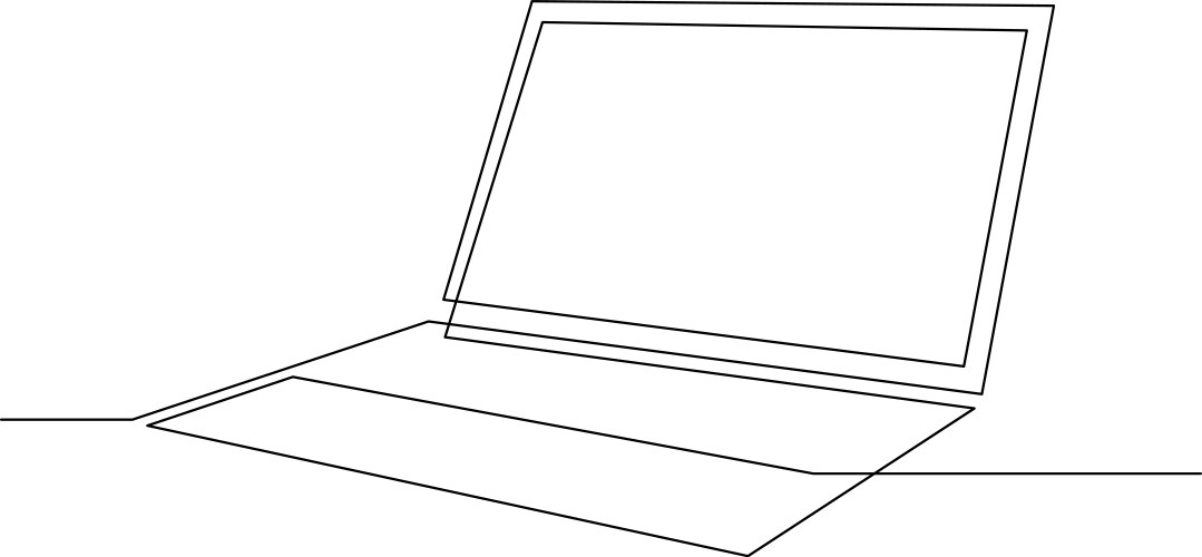 Laptop in continuous line drawing minimalism style