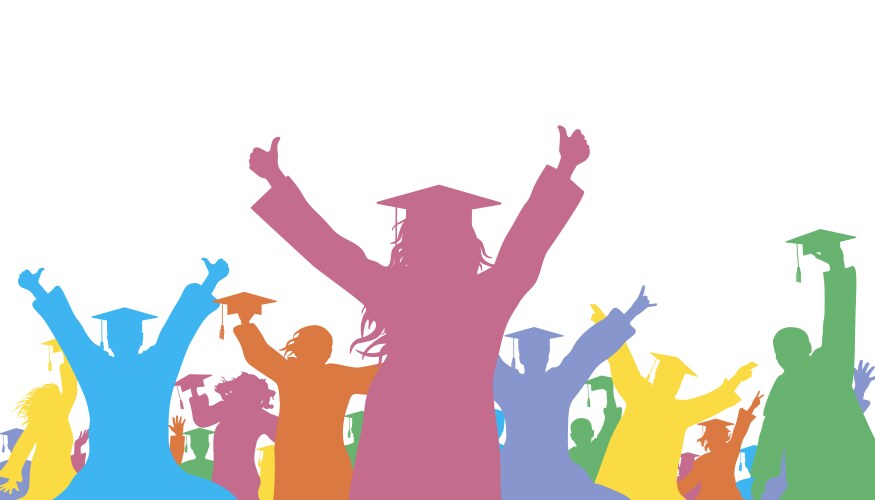 Graduate students graduation day of university Vector Image