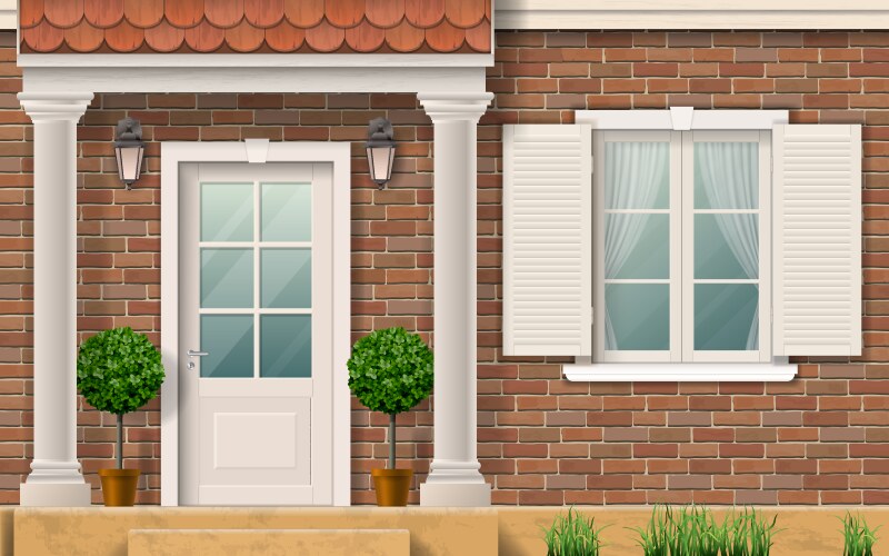 House entrance with columns Royalty Free Vector Image
