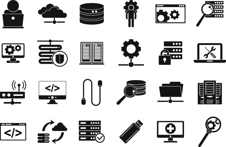 Business management and human resources icons set Vector Image