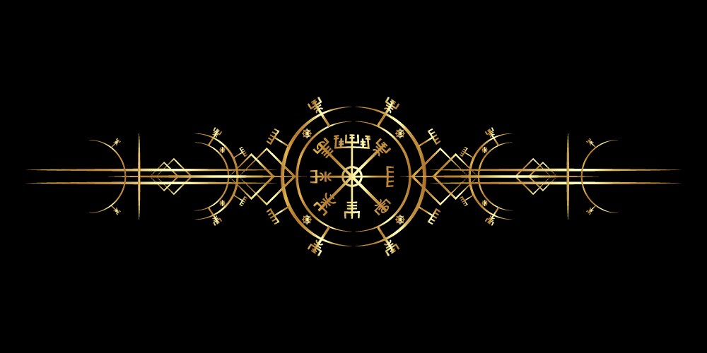 Vegvisir compass magic ancient viking art deco Vector Image