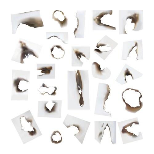 Burned paper realistic fire flame isolated page Vector Image