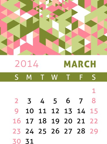 Calendar 2014 Royalty Free Vector Image - VectorStock