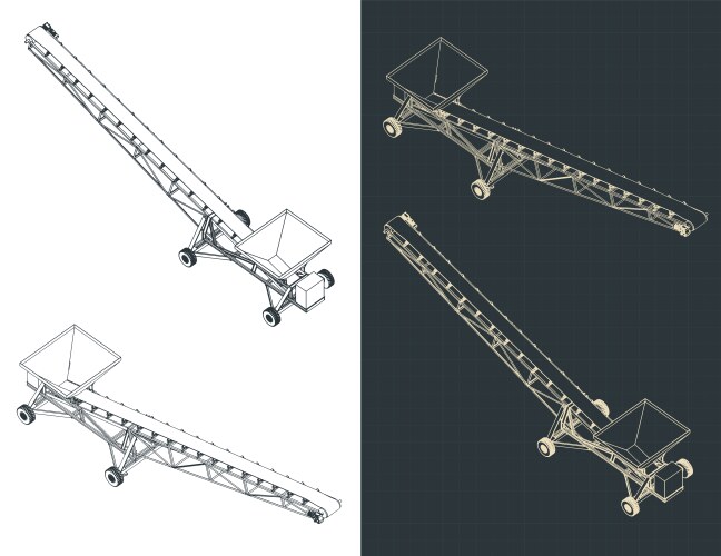 Mobile work platform isometric blueprints Vector Image