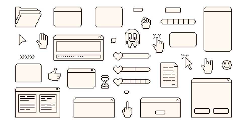 Pixel art retro windows interface 8 bit browser Vector Image