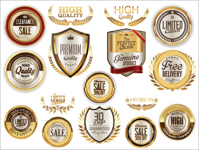Award and quality labels isolated emblems Vector Image