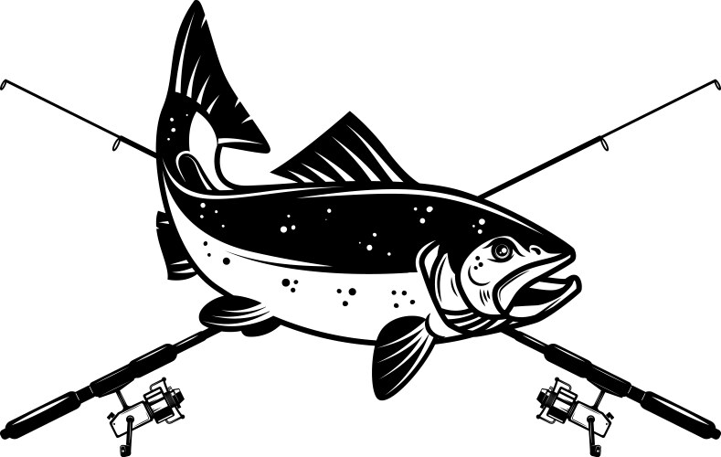 Fishing rods crossed Royalty Free Vector Image