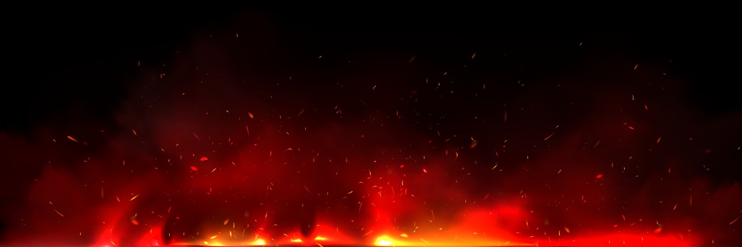 Fiery orange smoke with embers Royalty Free Vector Image