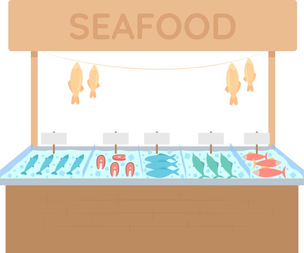 Cartoon seafood shop a small cute fish market Vector Image