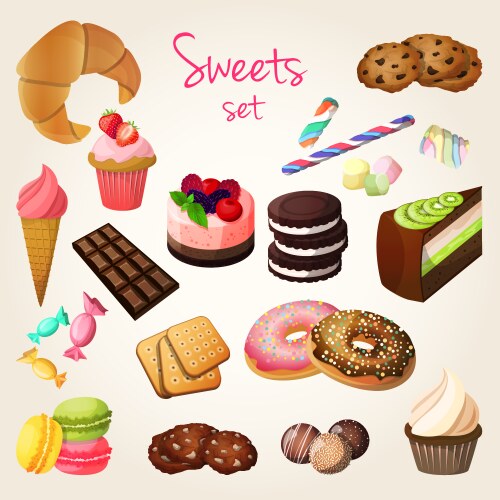 Dessert and pastry sweets cartoon poster design Vector Image