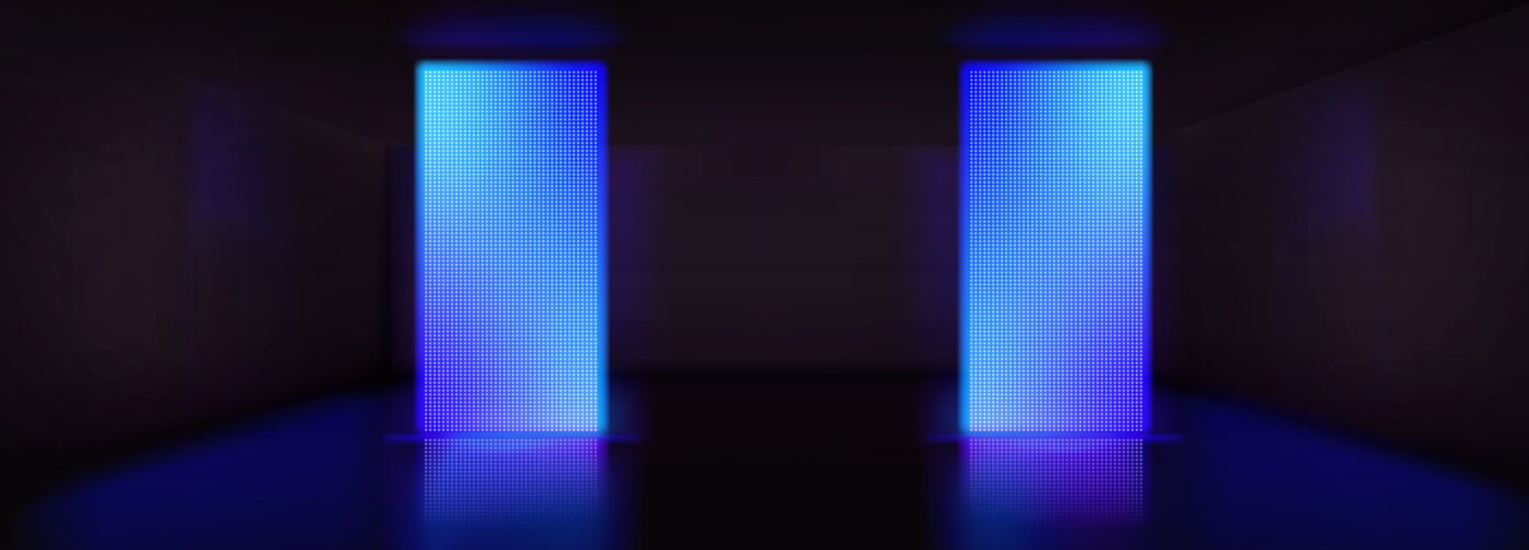 Realistic three led screens on stage Royalty Free Vector